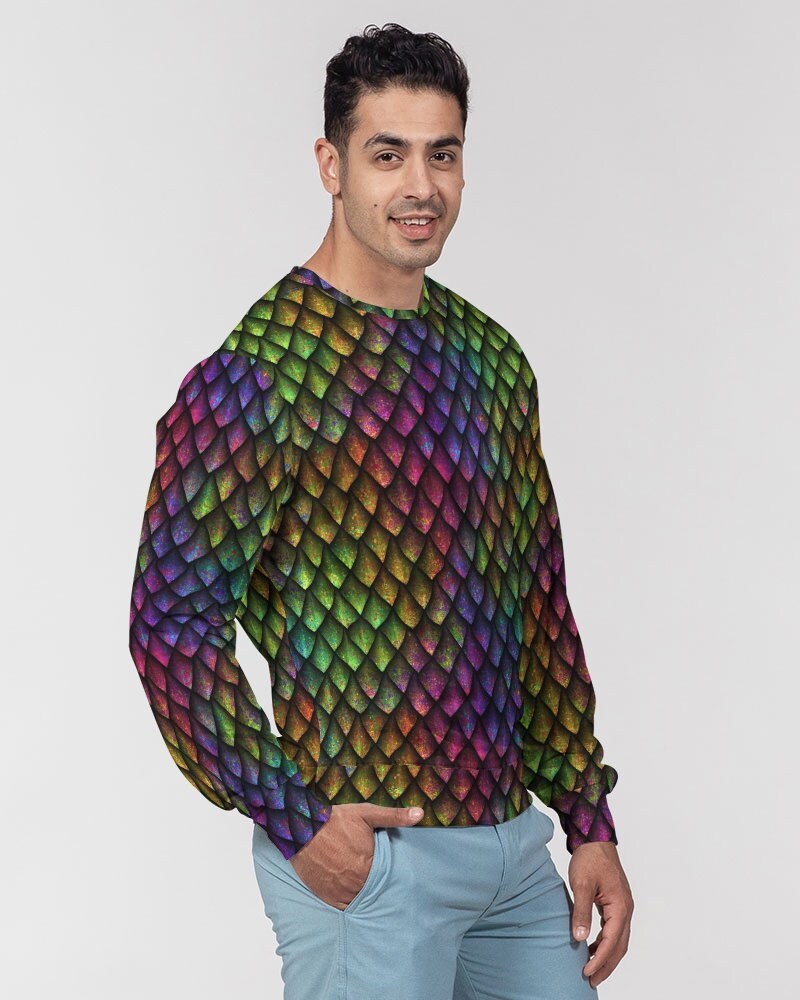 Rainbow Dragon Scale Print Crewneck Sweatshirt Dragon Skin Sweatshirt ...