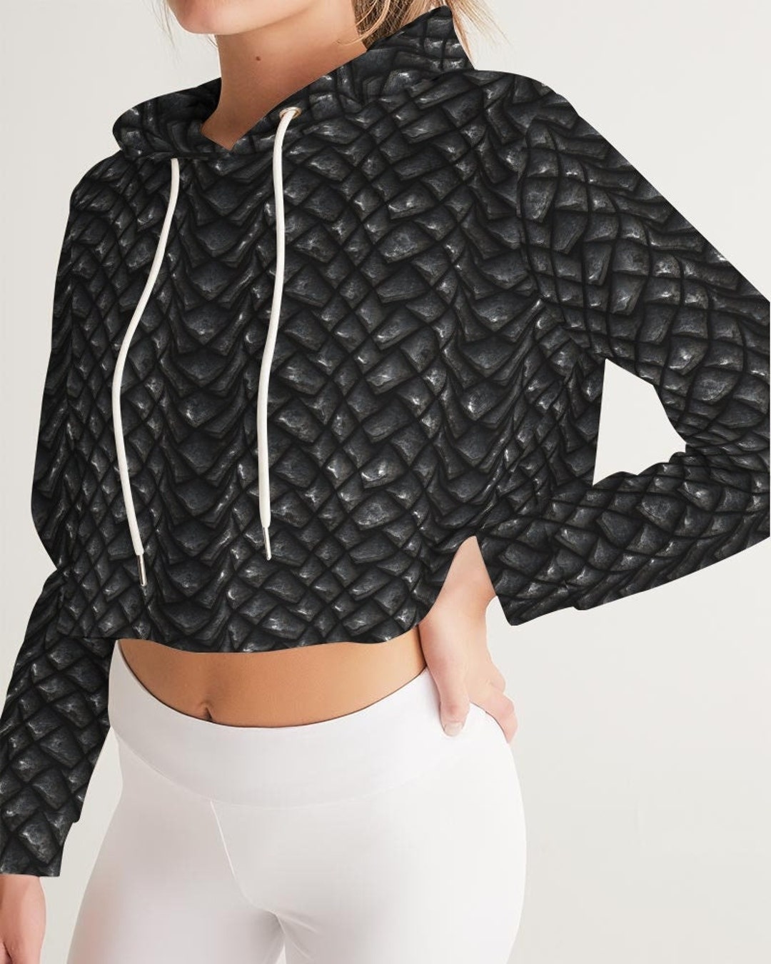 Black Onyx Dragon Scale Cropped Hoodie, Dragon Scale Armor Hoodie ...