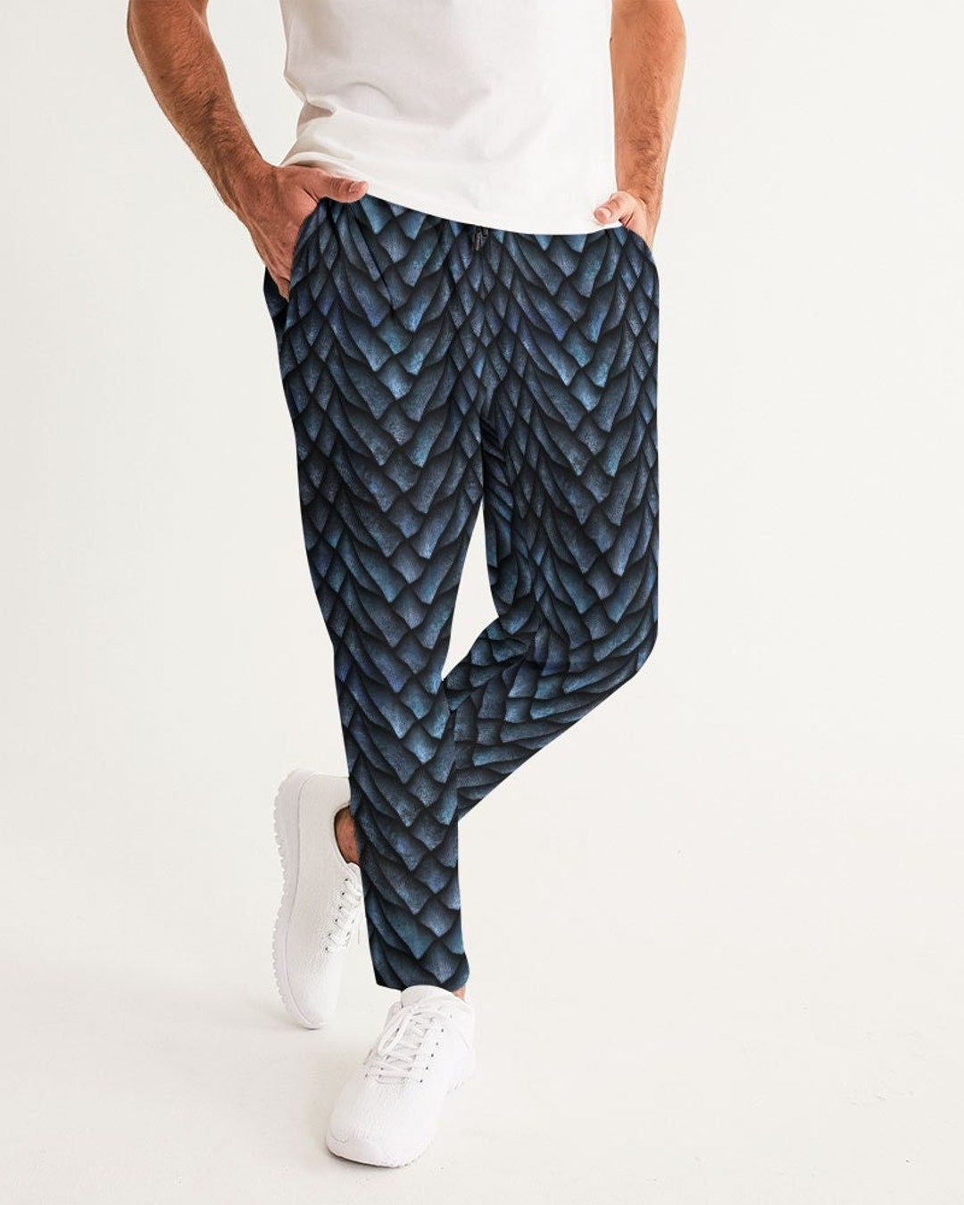 Blue Dragon Scale Print Jogger Sweatpants • Dragon Skin Pants • Dragon ...