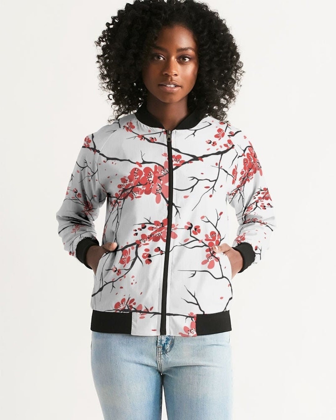 Cherry Blossom Bomber Jacket, Sakura Flower Sukajan Jacket, Japanese ...