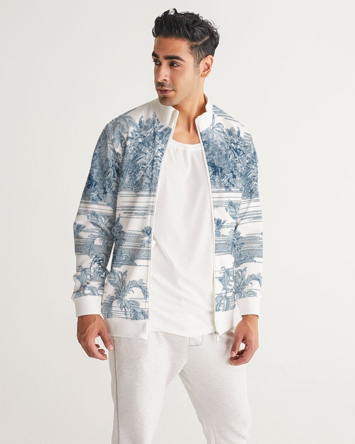 Tiger Print Toile Track Jacket Blue Toile Jacket - Etsy