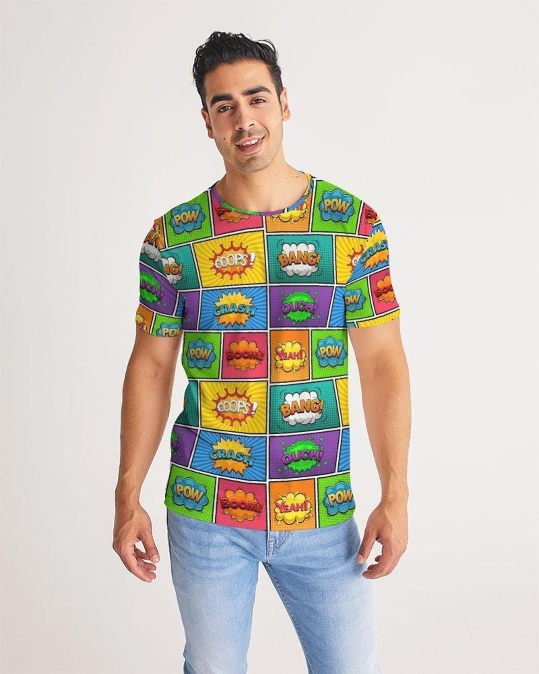 Unique Comic Book Tee, Fun Pop Art Cartoon Print Top, Comic Book Panel ...