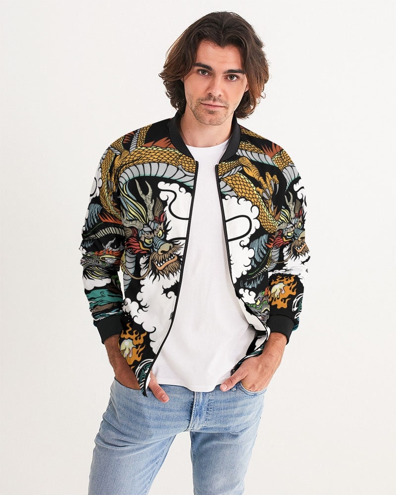 Japanese Dragon Sukajan Jacket, Serpent Dragon Print Jacket, Epic ...