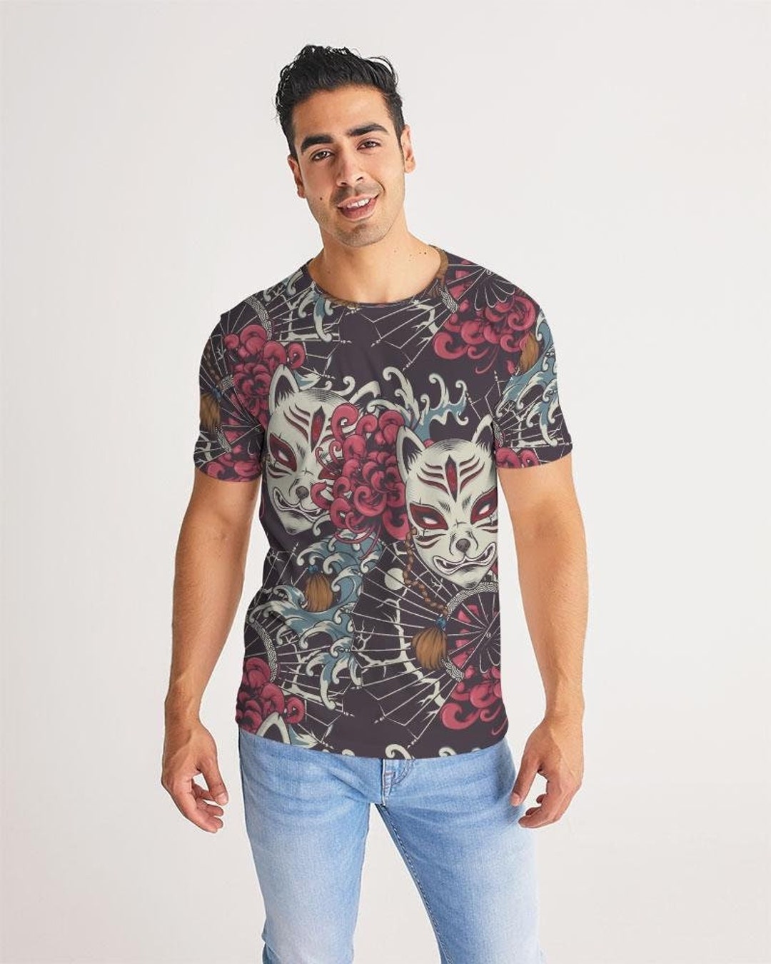 Japanese Kitsune Mask Tee, Yokai Fox Shirt for Spirit Lovers, Kitsune ...