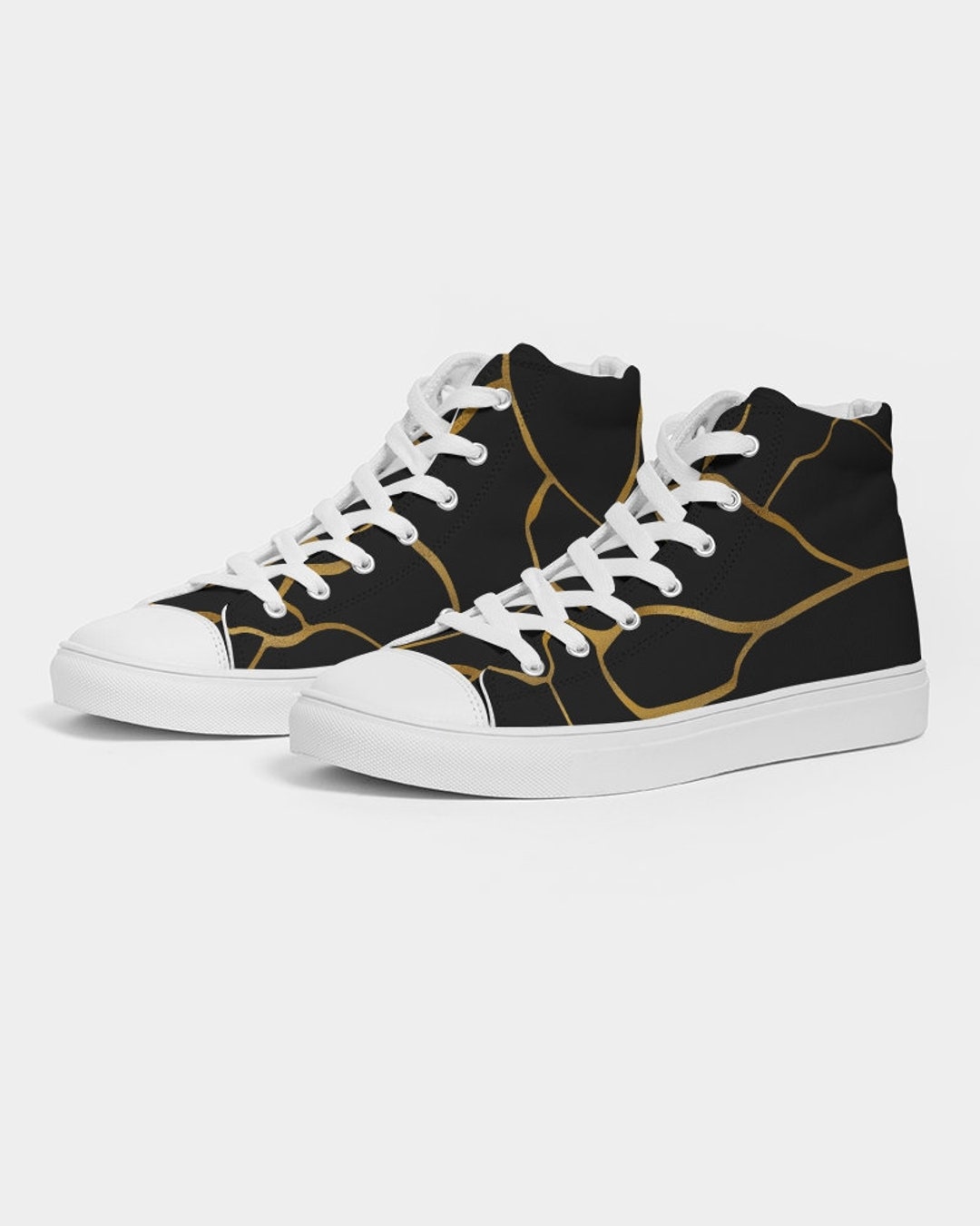 Kintsugi Art High-top Canvas Shoes Black - Etsy