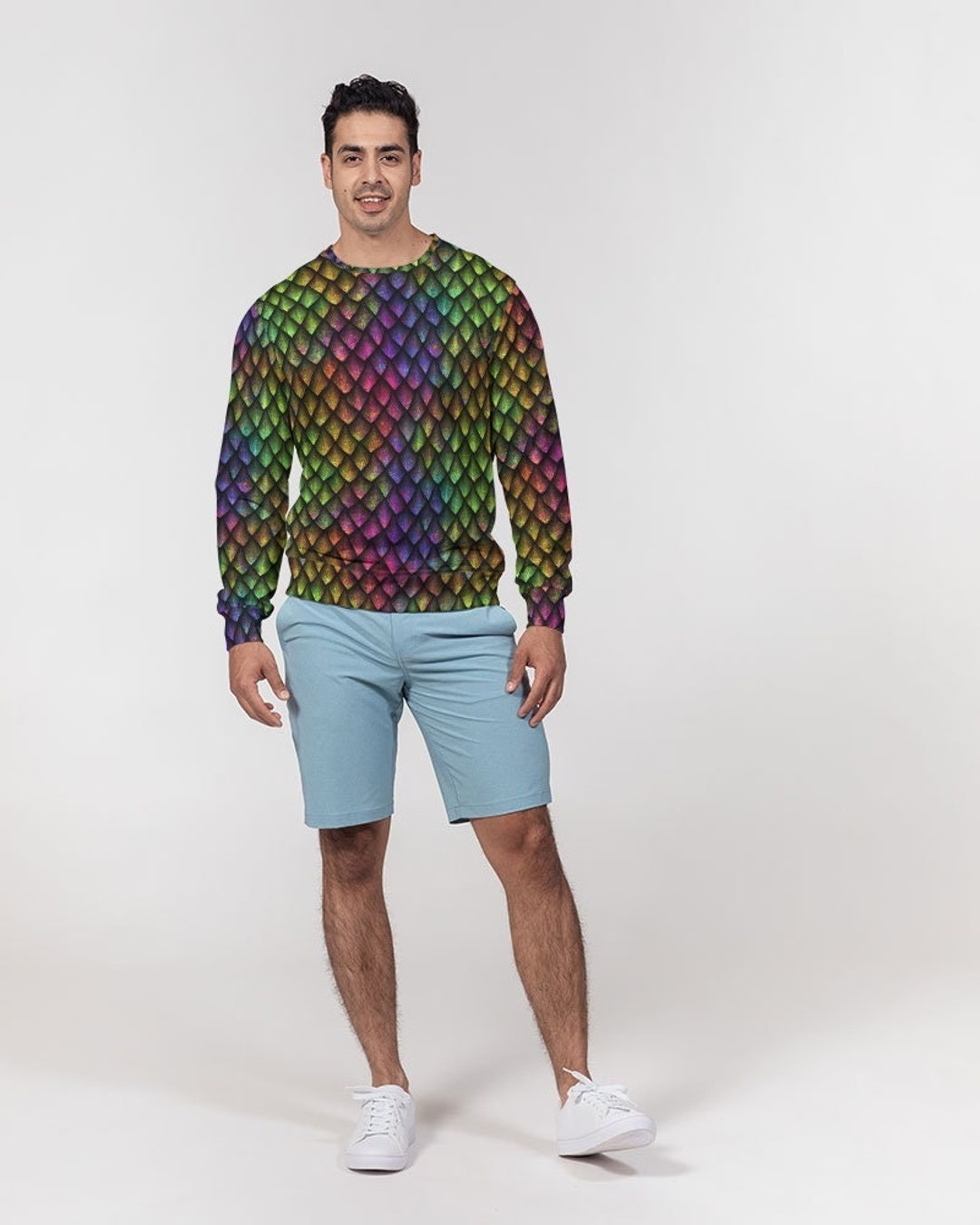 Rainbow Dragon Scale Print Crewneck Sweatshirt • Dragon Skin Sweatshirt ...