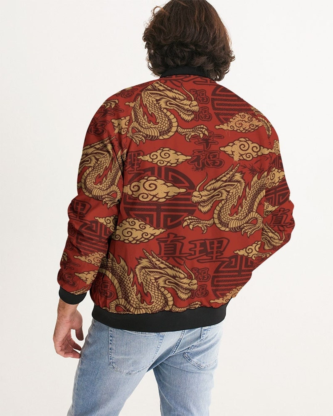 Golden Dragon Bomber: Japanese Style Sukajan Jacket, Trendy Outerwear ...