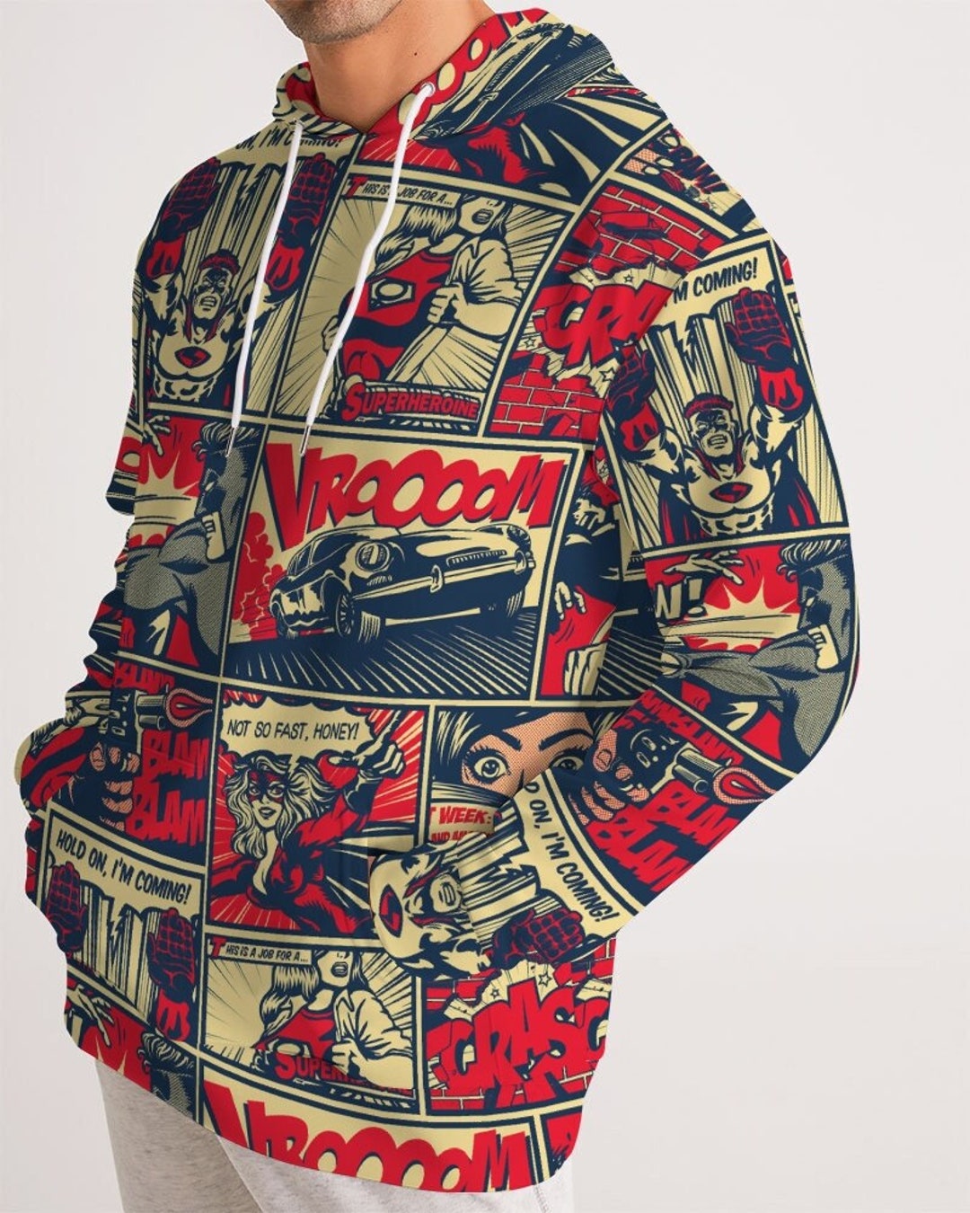 Retro Superhero Comic Strip Hoodie Comic Book Print Hoodie - Etsy