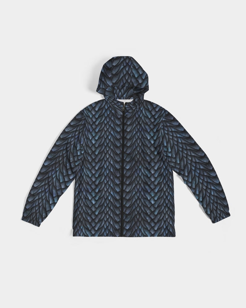Blue Dragon Scale Print Windbreaker Jacket Dragon Skin Jacket Dragon ...