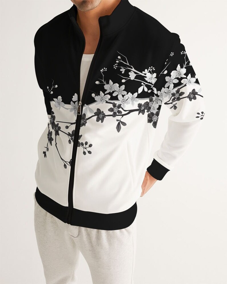 Cherry Blossom Yin Yang Track Jacket, Sakura Print Jacket, Japanese ...