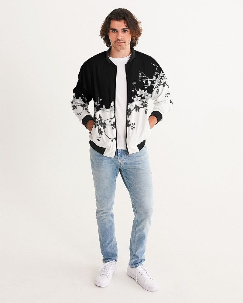 Japanese Cherry Blossom Bomber Jacket Black 100% Polyester - Etsy