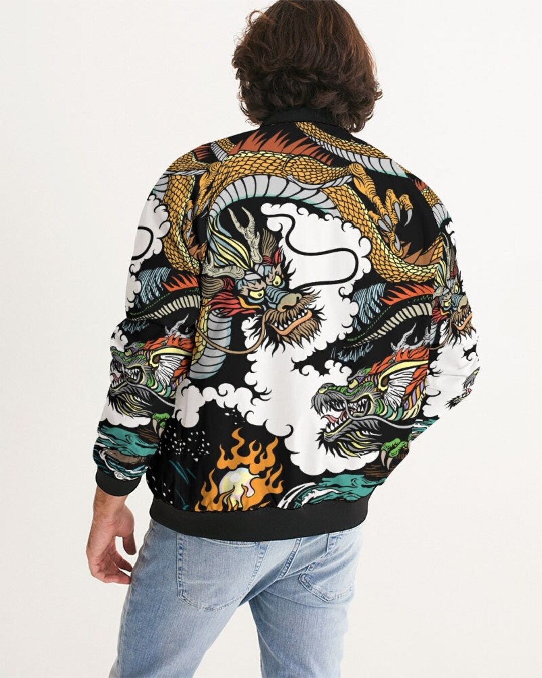 Japanese Dragon Sukajan Jacket, Serpent Dragon Print Jacket, Epic ...