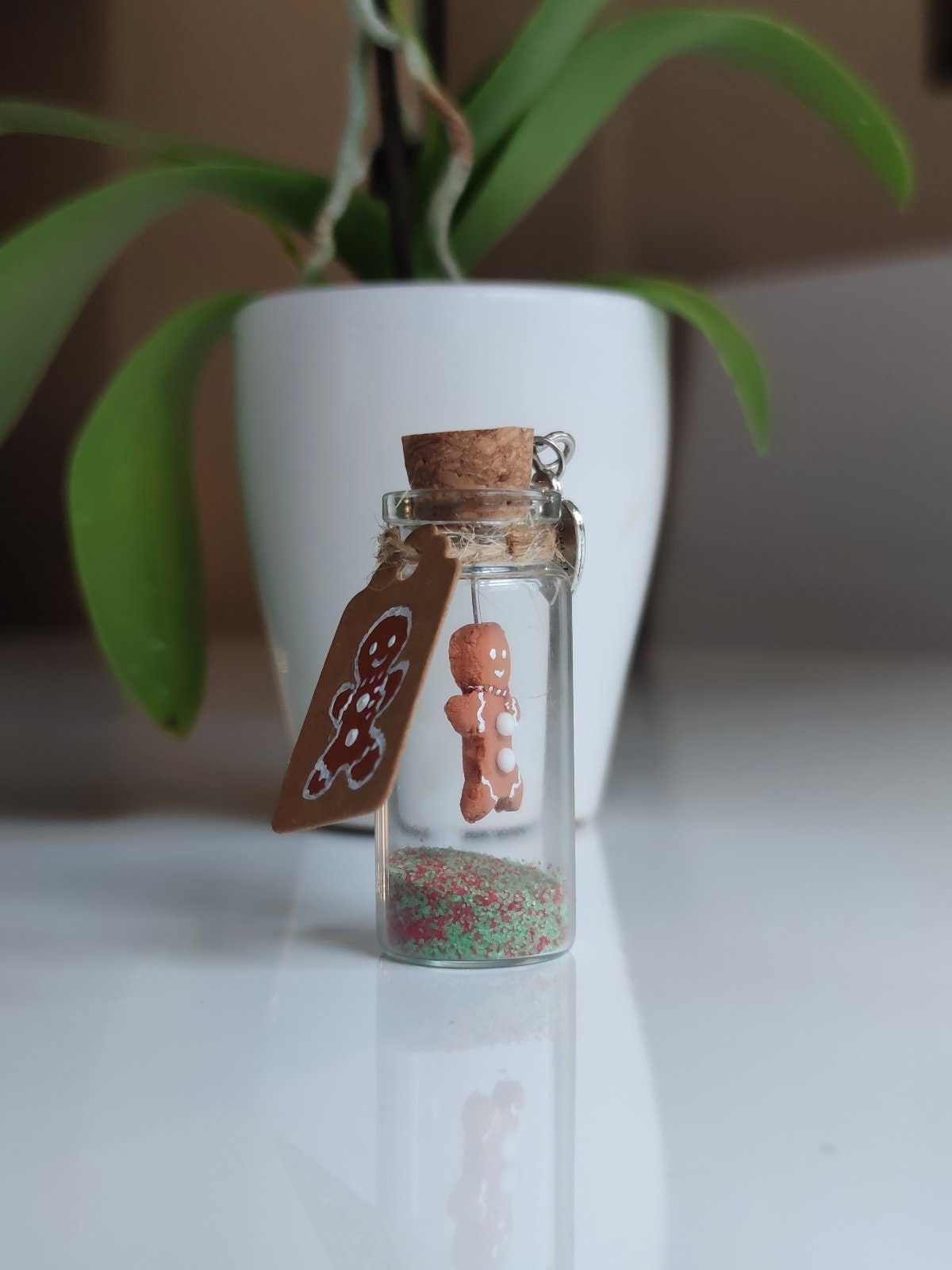 Clay Gingerbread Cookie in a Glass Bottle With a Custom Message ...