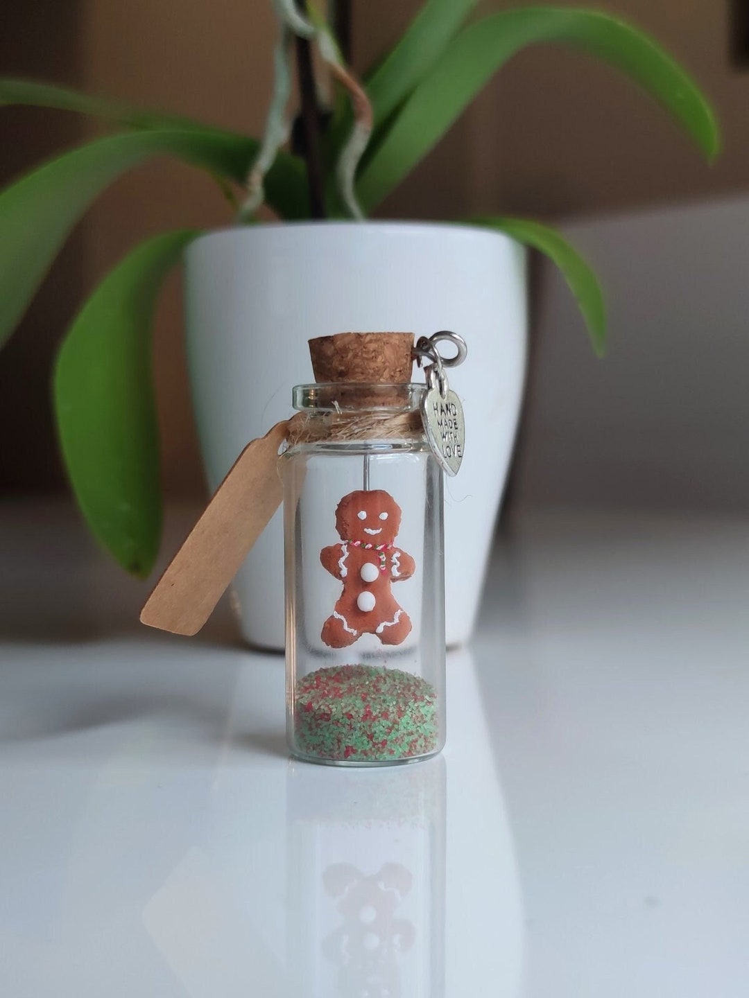 Clay Gingerbread Cookie in a Glass Bottle With a Custom Message ...