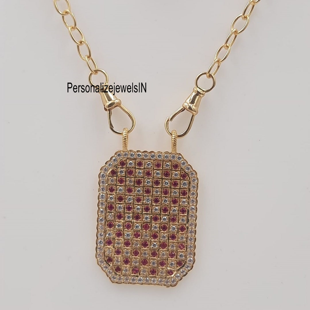New Design Pendant, Ruby and Diamond CZ Charm Pendant, Beautiful Ruby ...