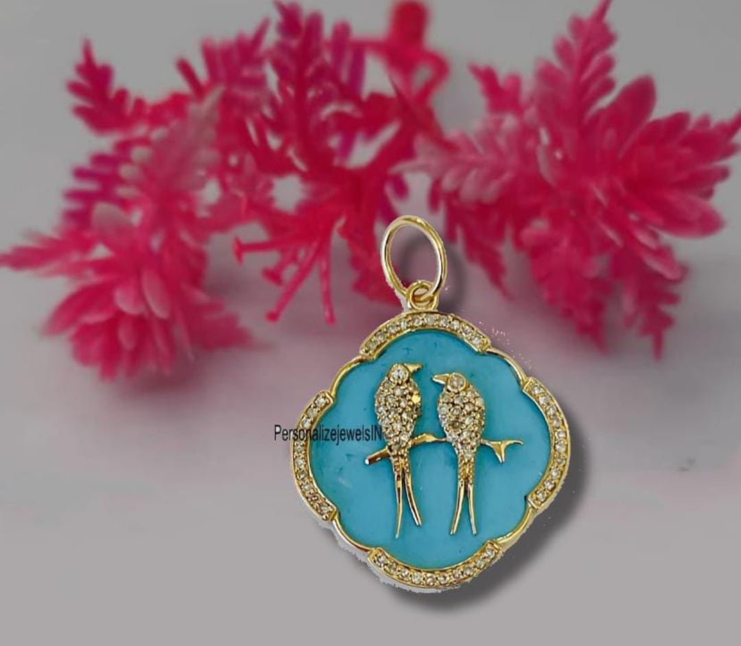 Love Birds Pink Opal Pendant, 925 Silver Turquoise Square Pendant ...