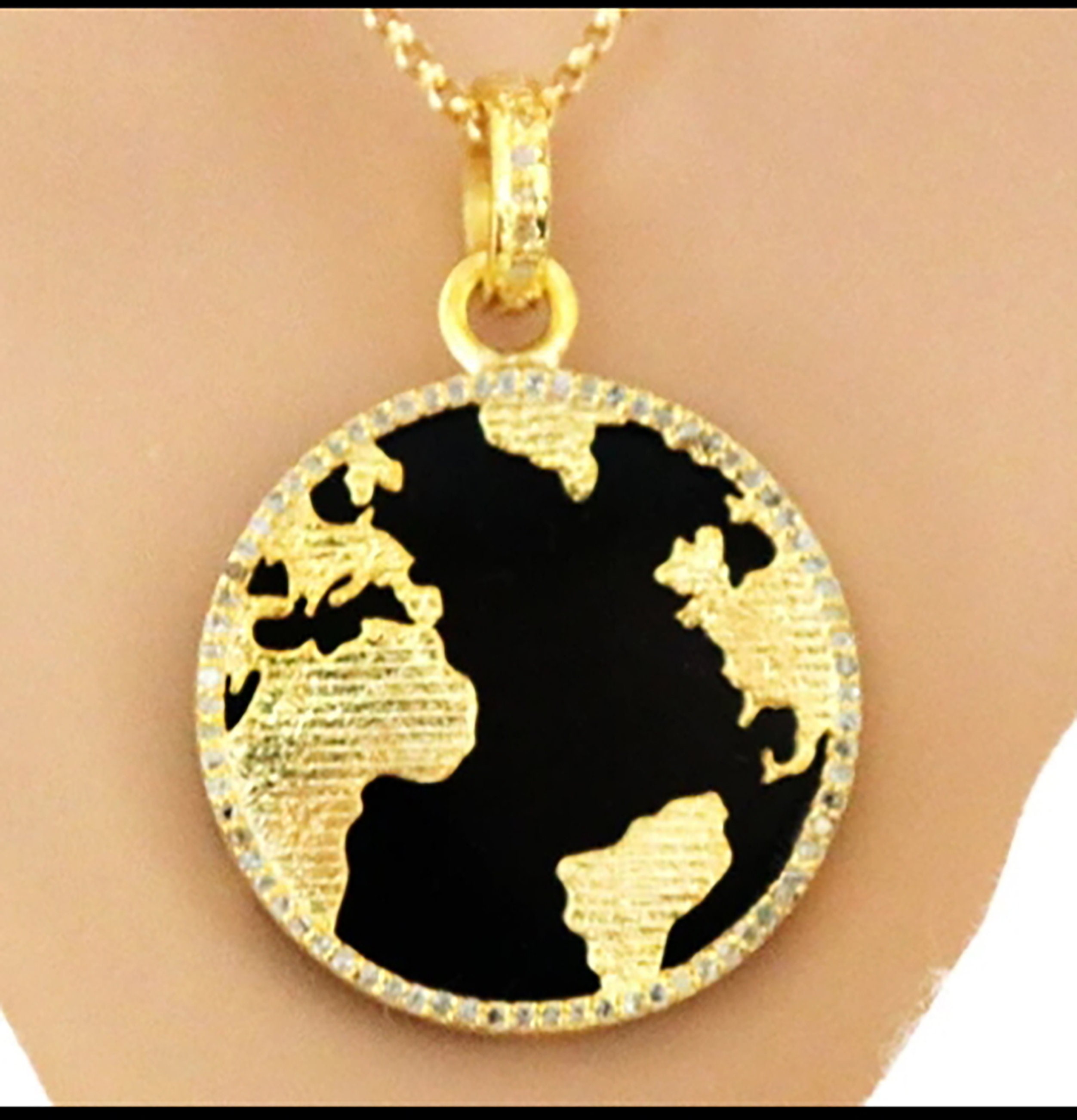 World Map Malachite Black Onyx Pendant Black Onyx Lapis - Etsy