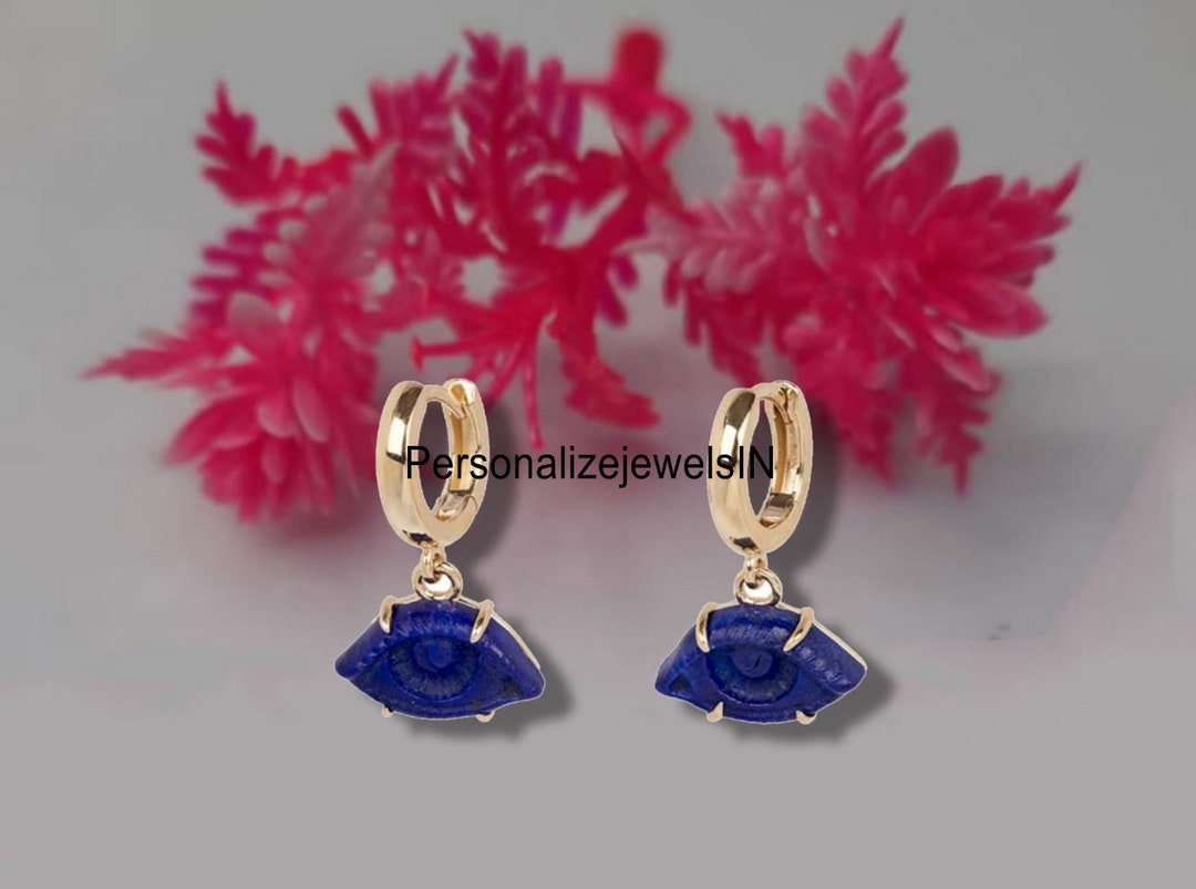 Lapis Lazuli Eye of Horus Hoop Earring,blapis Lazuli Dangle Gemstone ...