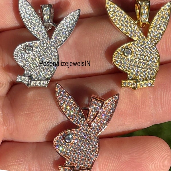 Iced Playboy Pendant - Etsy