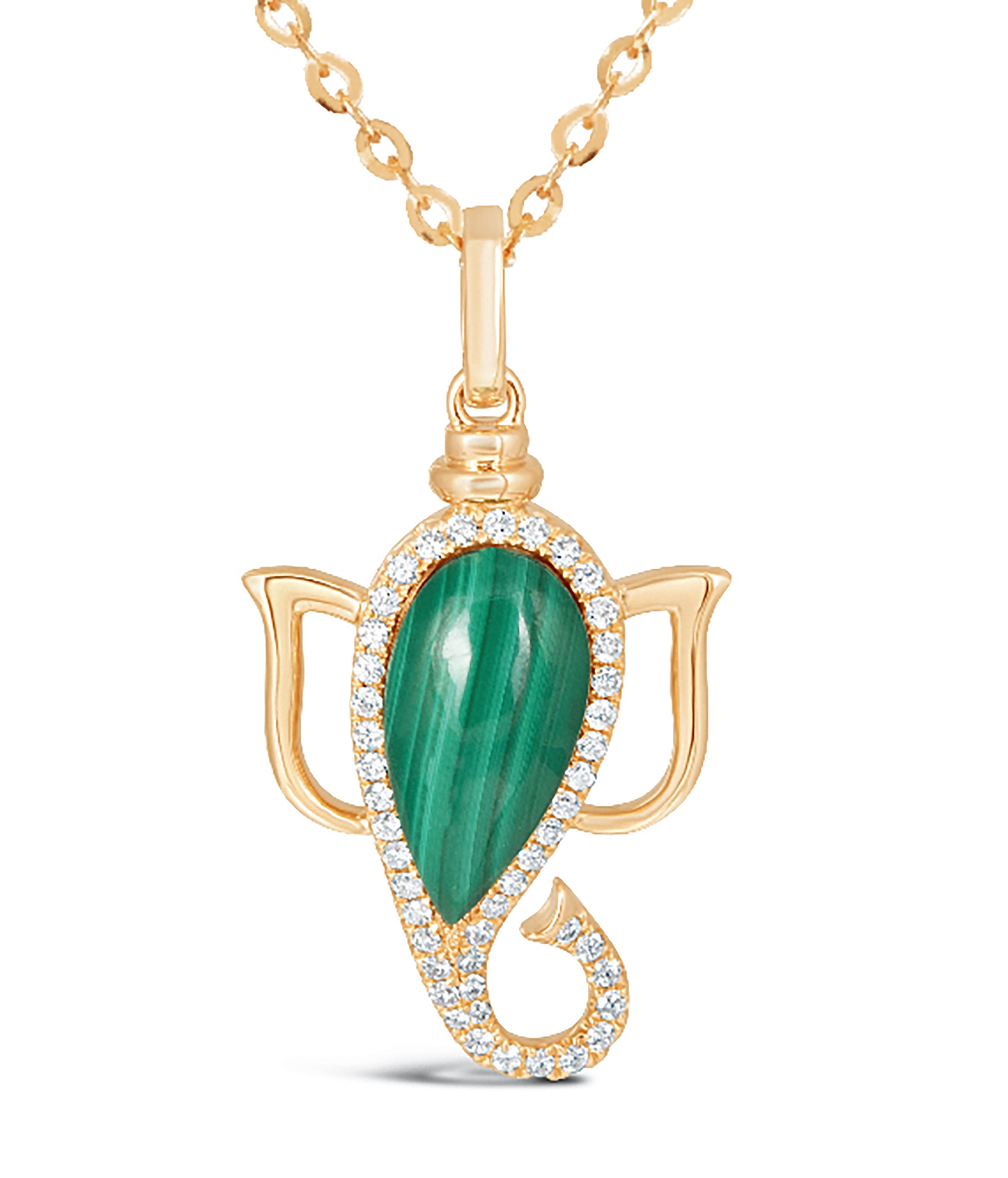 Malachite and Diamond CZ Ganesh Design Charm Lapis Ganesh - Etsy