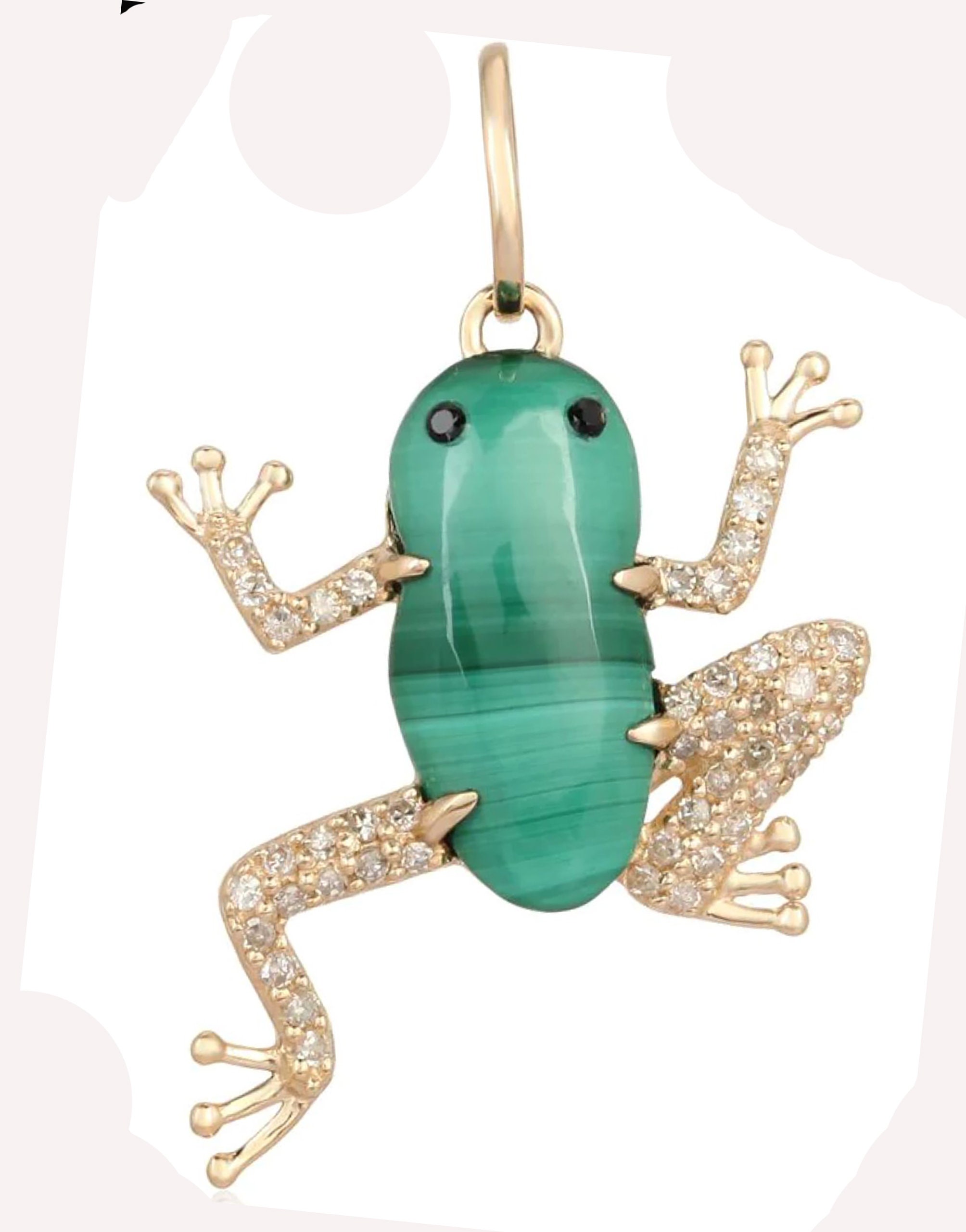 Malachite Frog Charm With CZ Legs, Malachite Frog Pendant, Diamond Frog ...