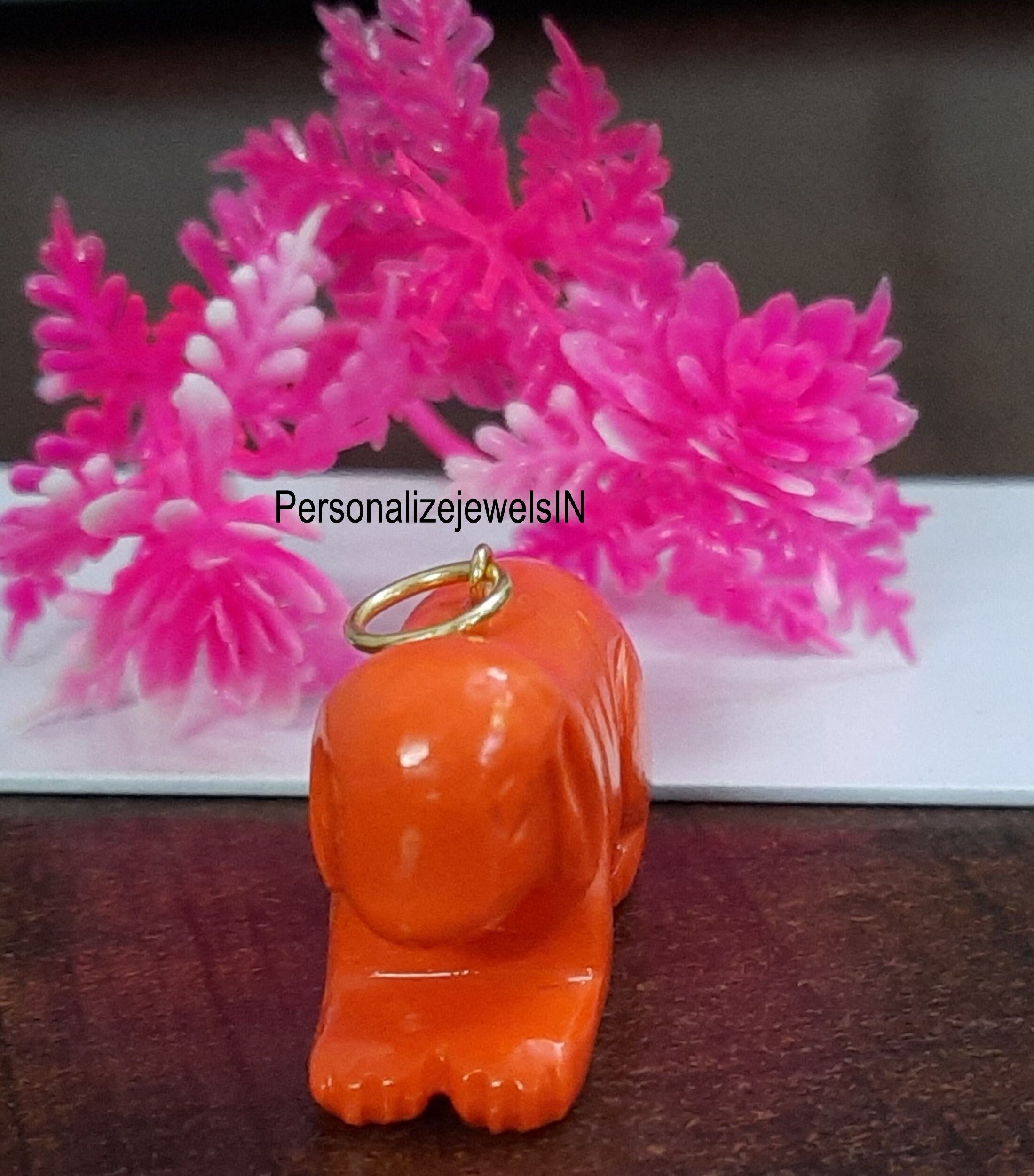 Gemstone Gold Dog Coral S Charm Natural Gemstone Dog Charm - Etsy