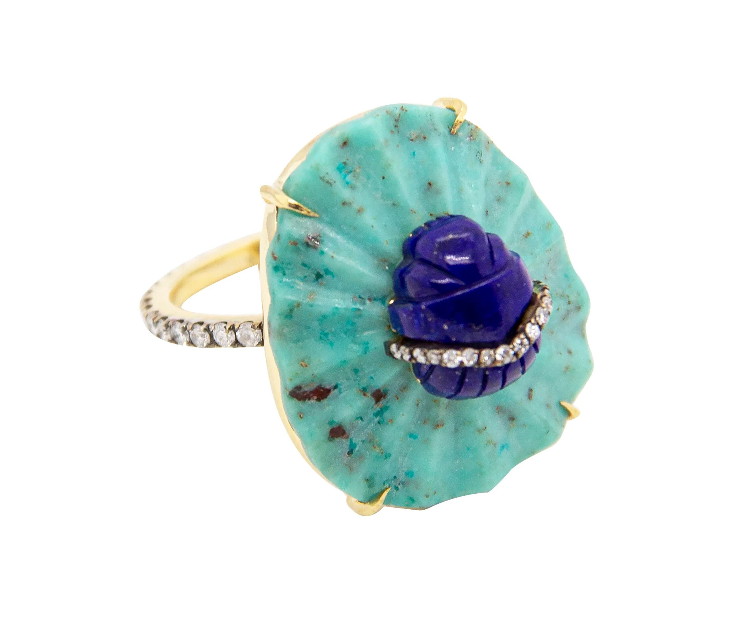 Hand Carved Lapis Lazuli Scarab Ring Gemstone Handmade - Etsy