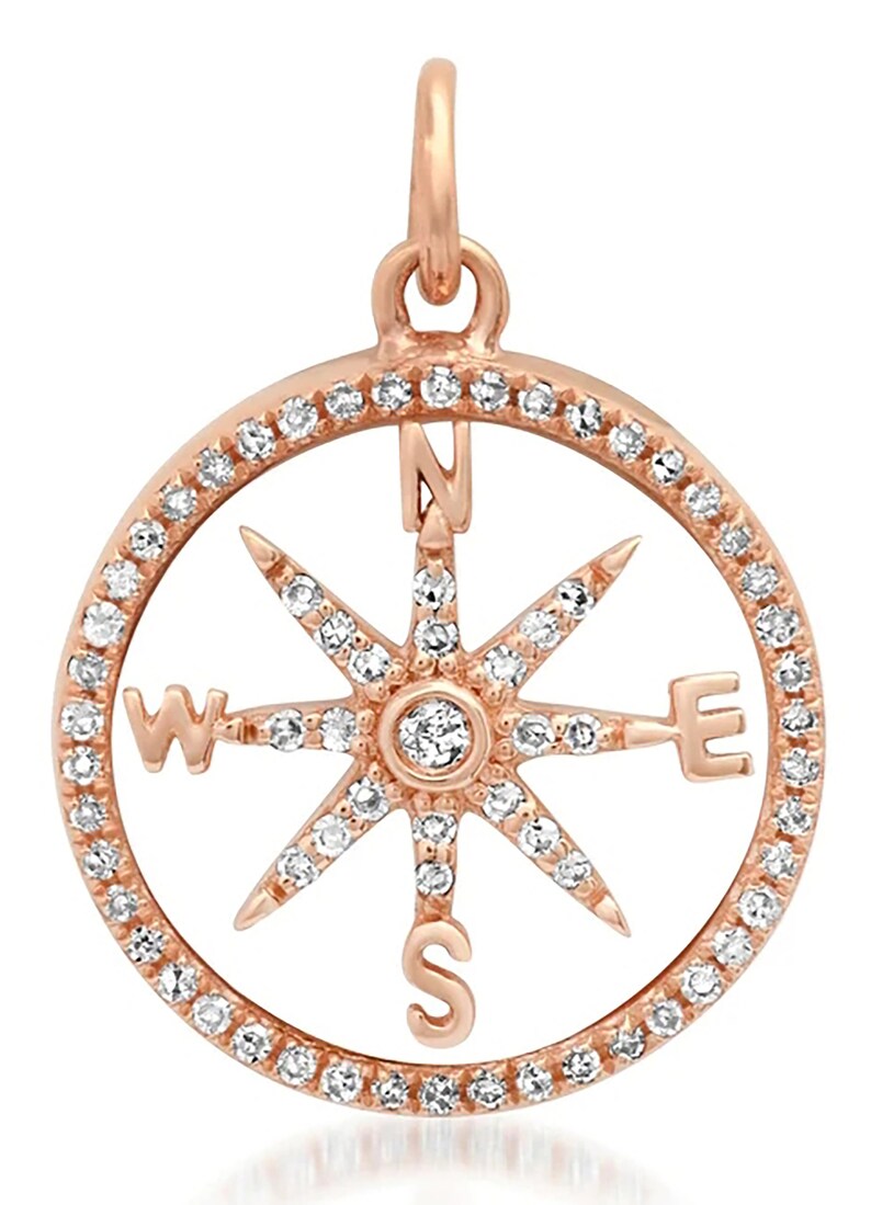 Compass Charm Gold Compass Pendant North Star Charm Travel - Etsy