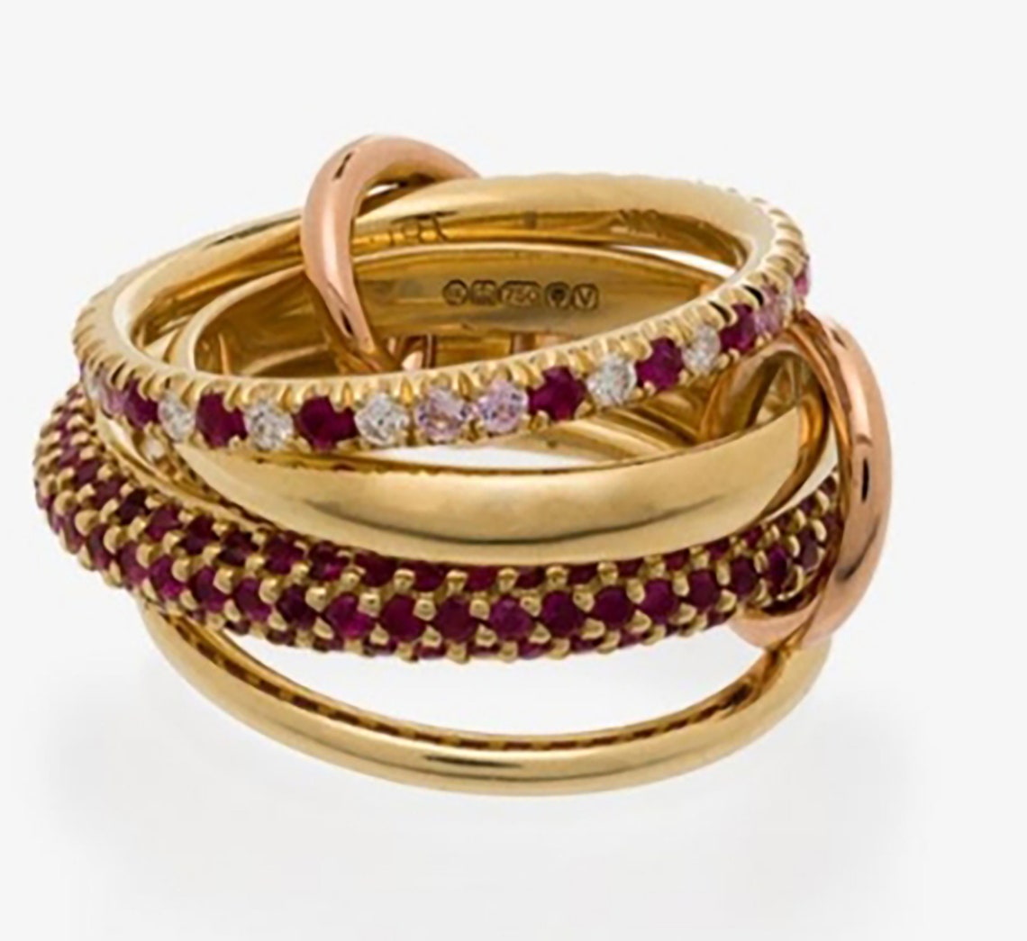 925 Sterling Silver Connector Band Ring Jewelry, Four Finger Connector ...