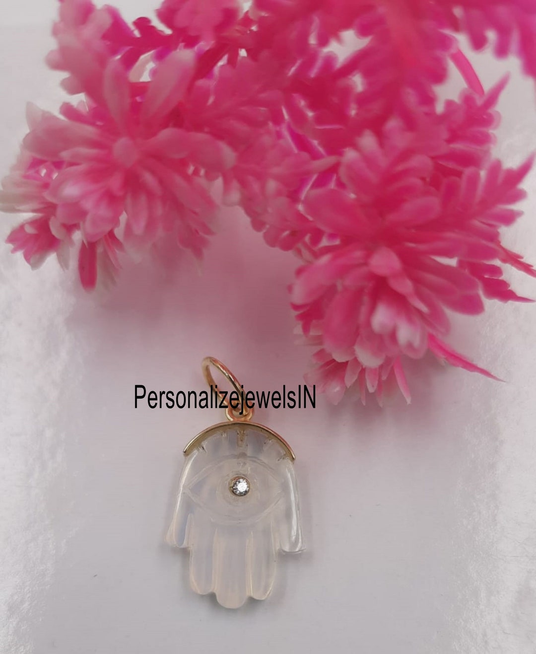 Turquoise Necklace, Dainty Hamsa Hand Pendant, Handmade Hand Pendant ...