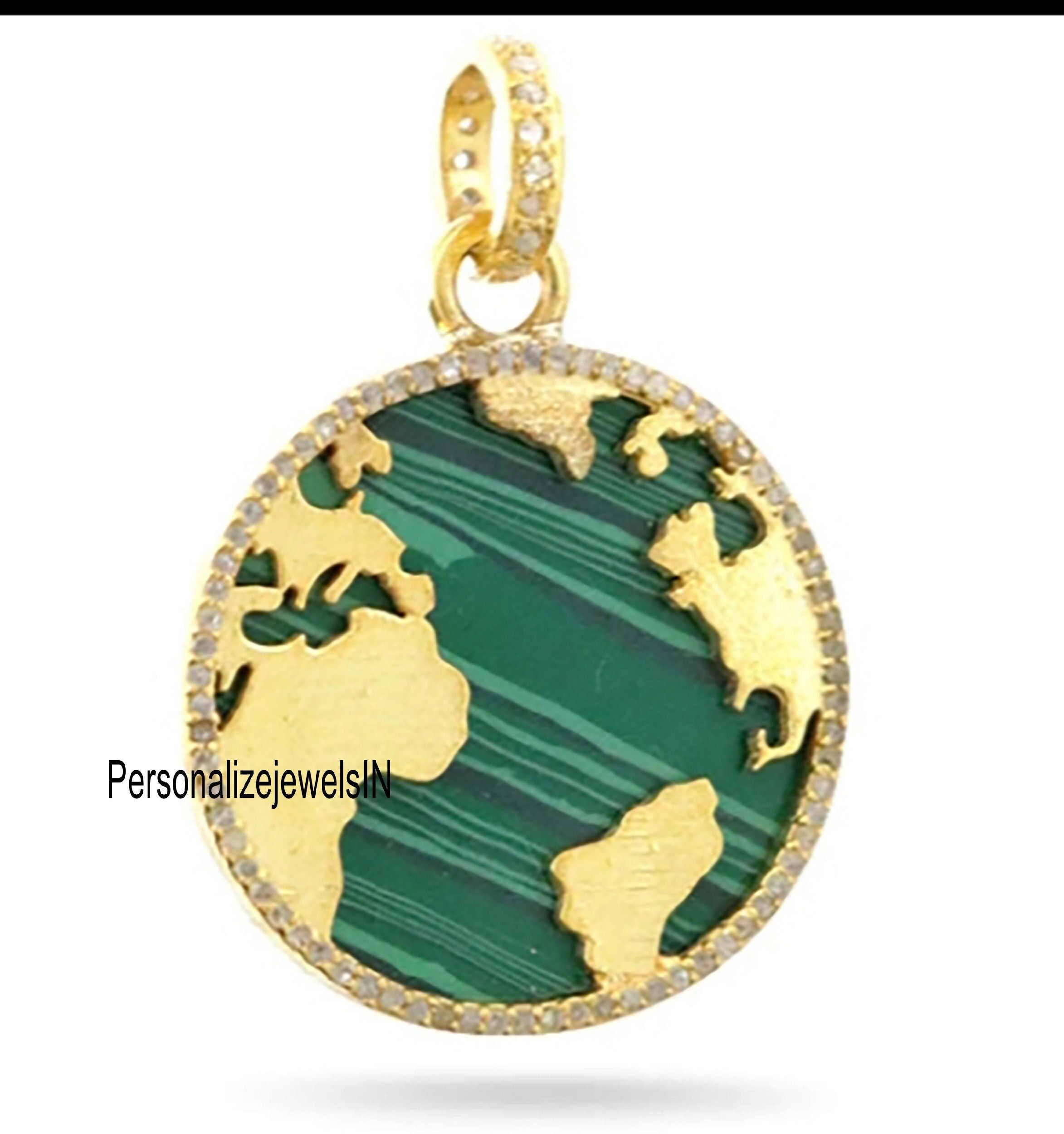 World Map Malachite Black Onyx Pendant Black Onyx Lapis - Etsy