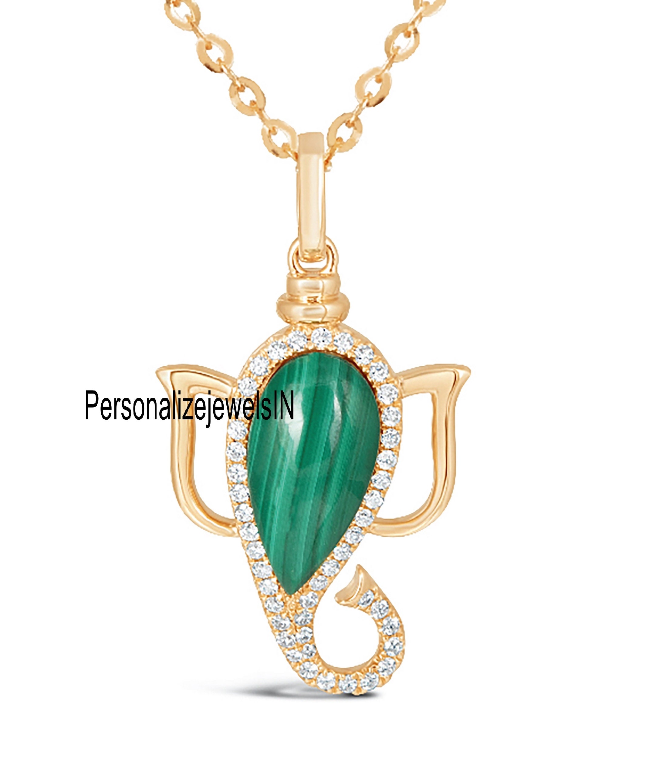 Malachite and Diamond CZ Ganesh Design Charm Lapis Ganesh - Etsy