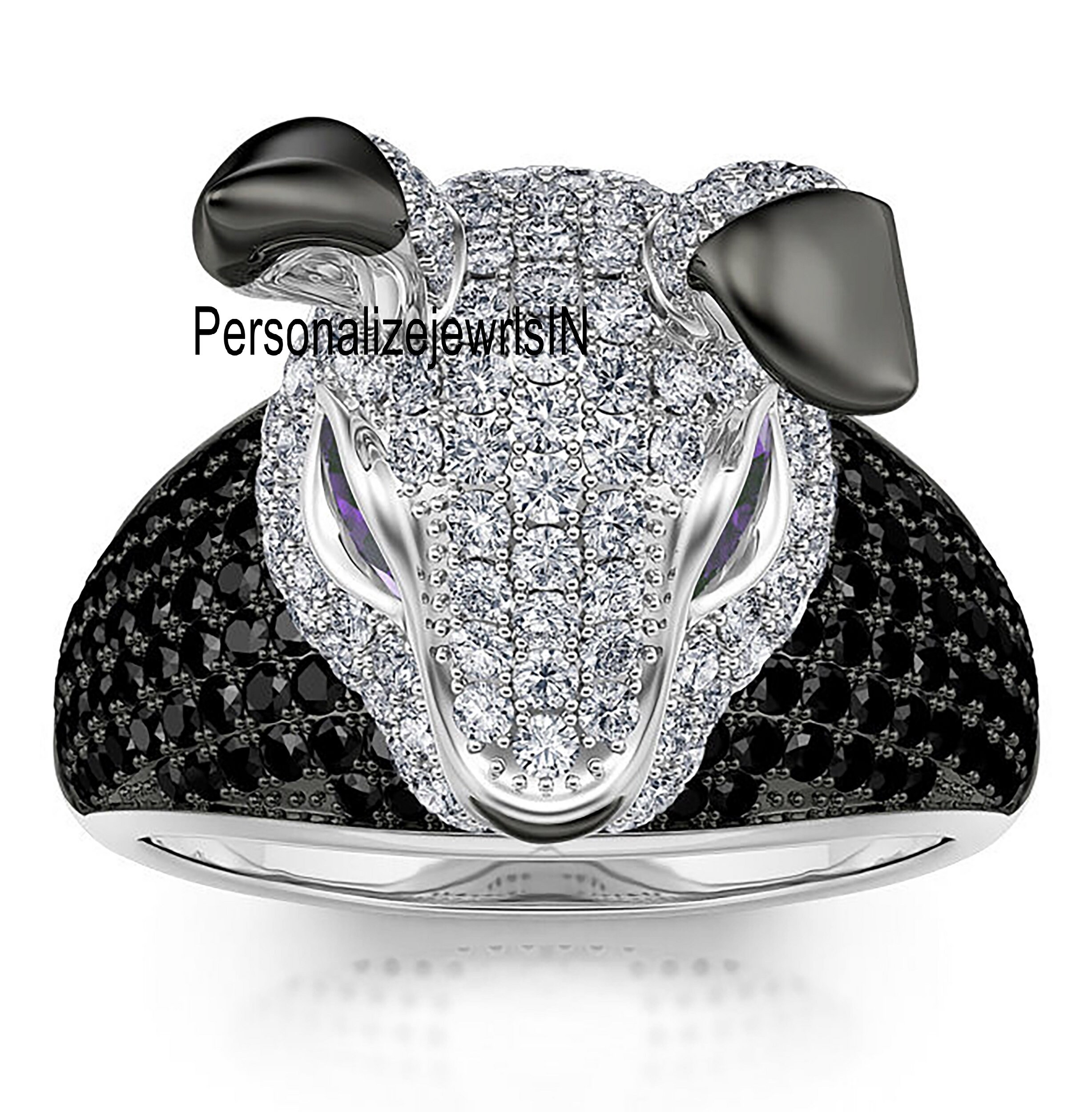 Teddy Bear Face Ring, 14K Gold Teddy Bear Ring for Women, CZ Diamond ...