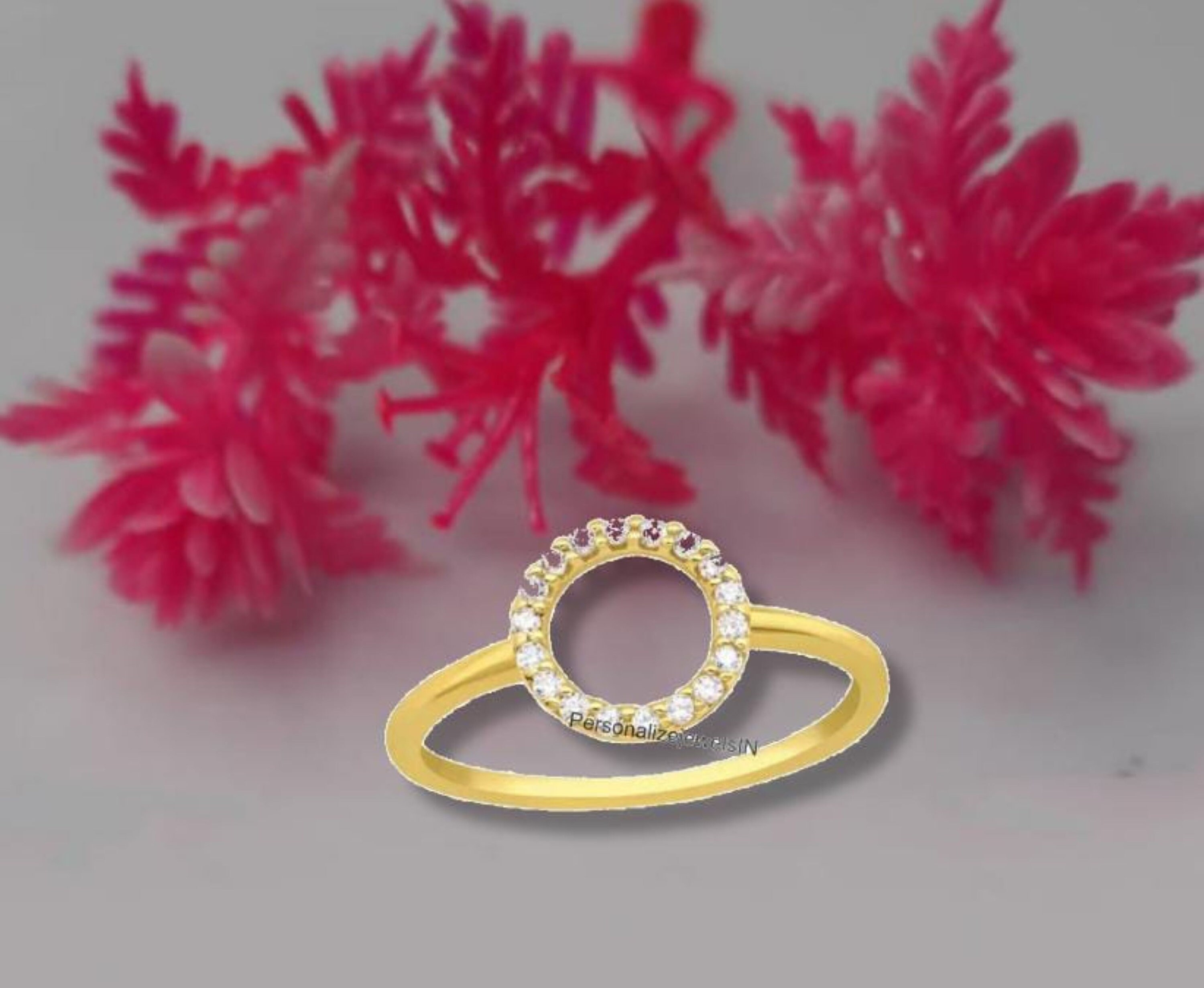 Circle Ring With Cubic Zircon Open Circle Ring CZ Round - Etsy