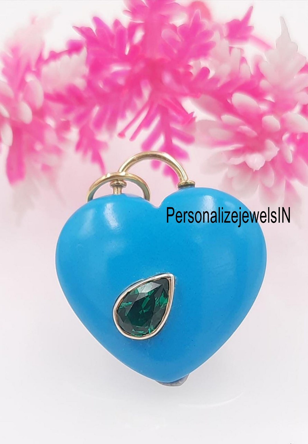 New Designer Gemstone Heart Pendant, Gold Gemstone Heart Pendant, Hand ...