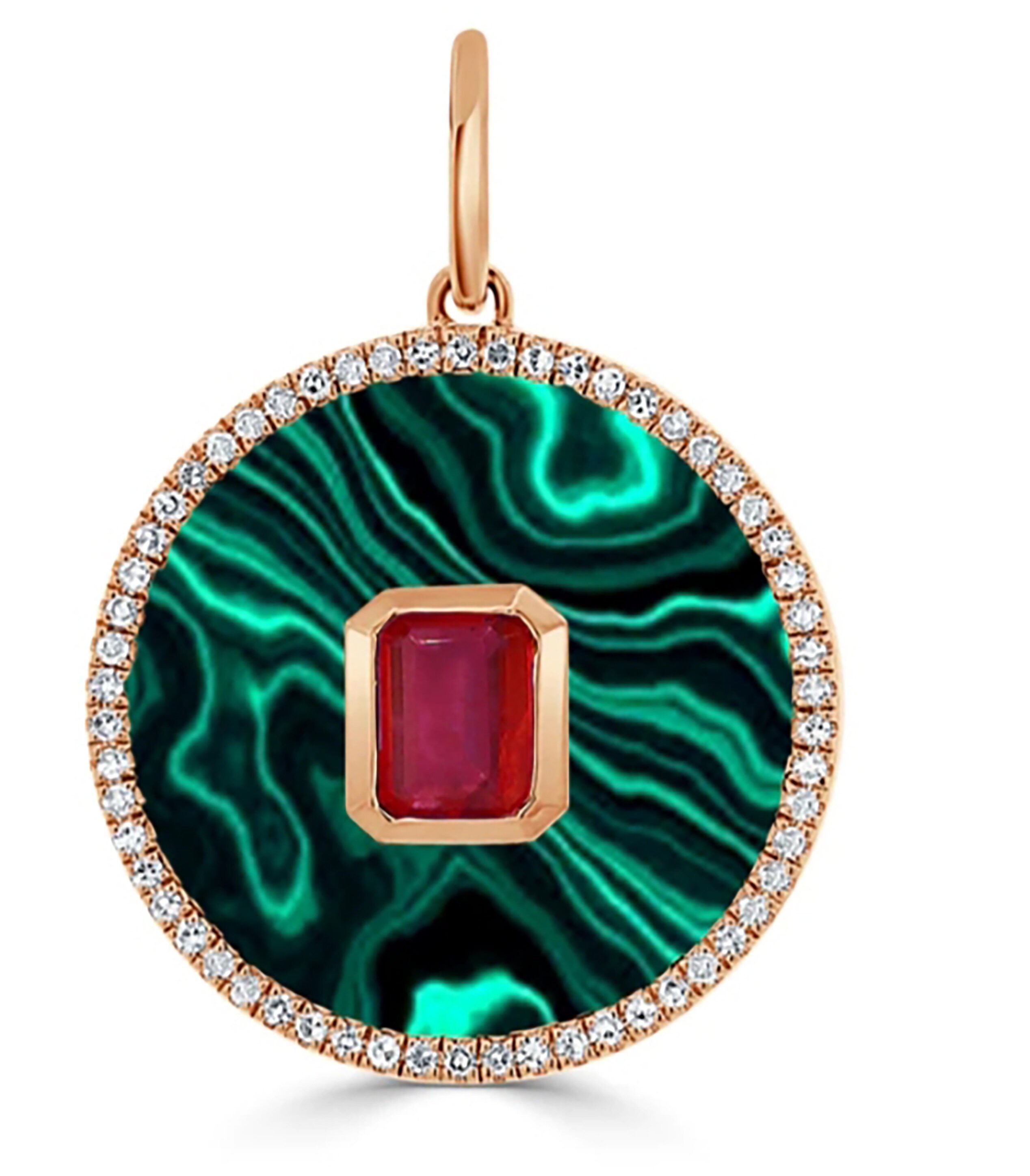 Mother of Pearl, Emerald, Circle Disc CZ Charm, 925 Emerald Pave Mother ...