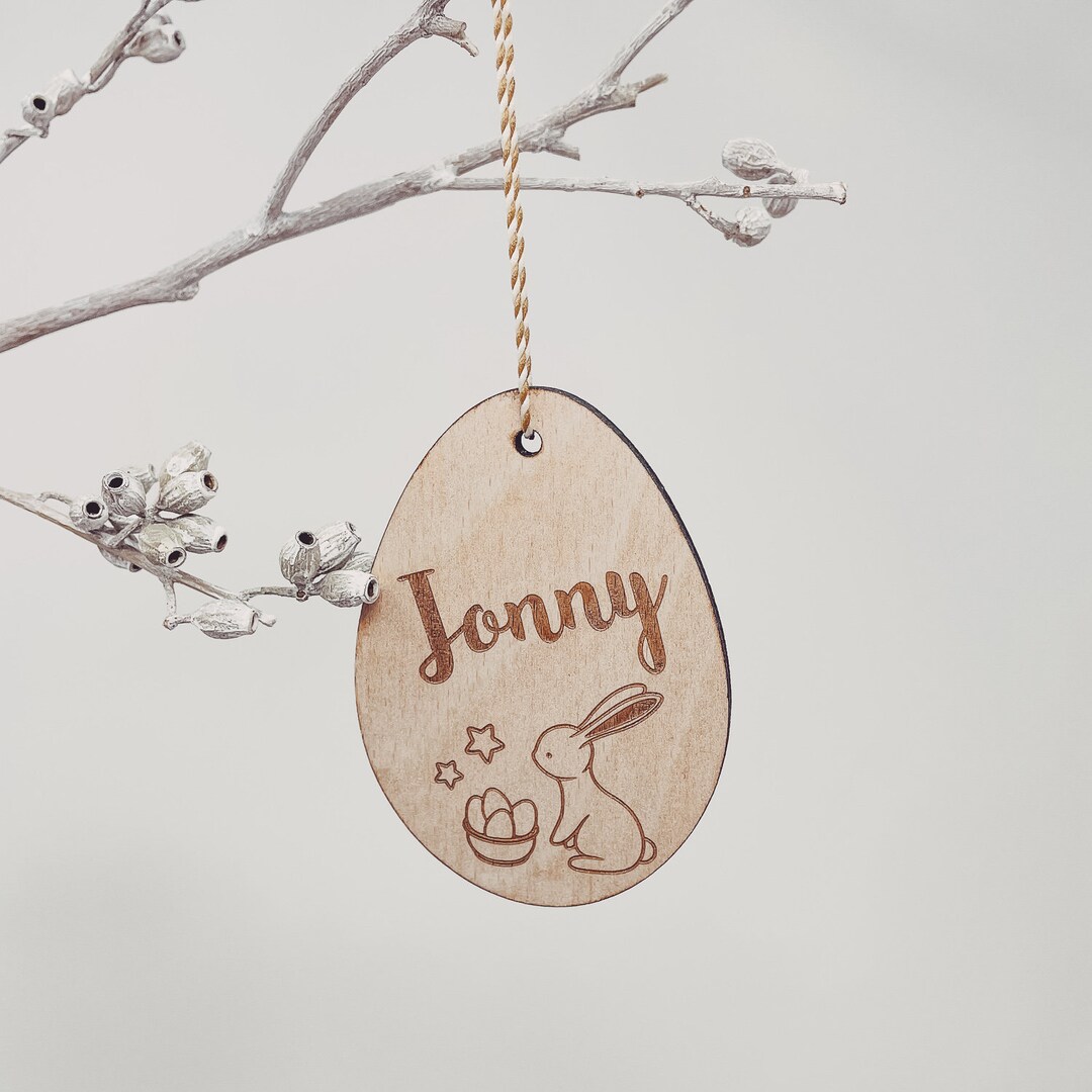 Easter Pendant Egg Made of Wood Personalized Easter Bunny Easter Nest ...