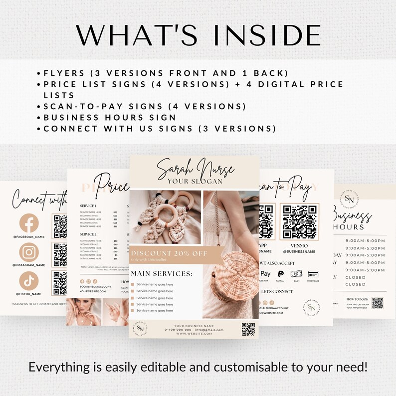 Editable Payment Sign Template Bundle Printable Scan to Pay Qr Code ...