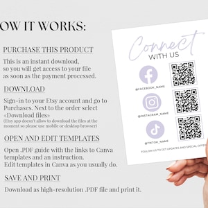 Follow Us on Social Media Sign, QR Code Social Media Sign, Follow Us on ...