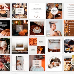 Autumn Instagram Post Templates for Canva, Fall Instagram Posts, Ig ...