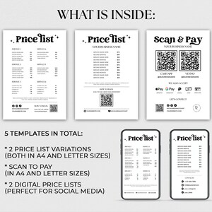 Editable Price List Template, Small Business Sign, Social Media Price ...