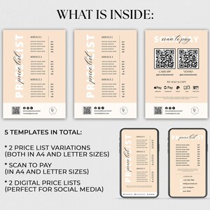 Scan to Pay Sign & Price List Template, QR Code Sign, Printable Payment ...