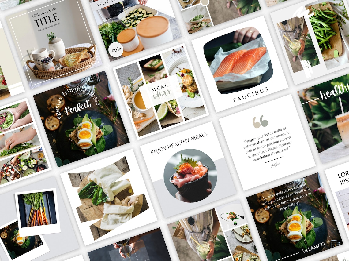 Food Instagram Post Bundle Food Blogger Post Templates for - Etsy