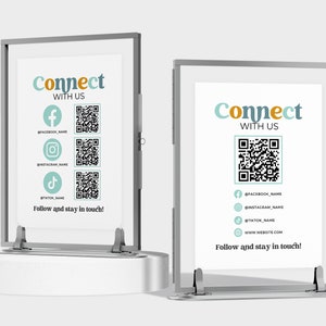 Follow Us on Social Media Sign, QR Code Social Media Sign, Social Media ...