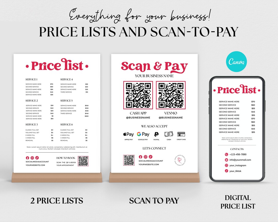 QR Code Scan to Pay Template, Bundles Price List, Scan to Pay Sign ...