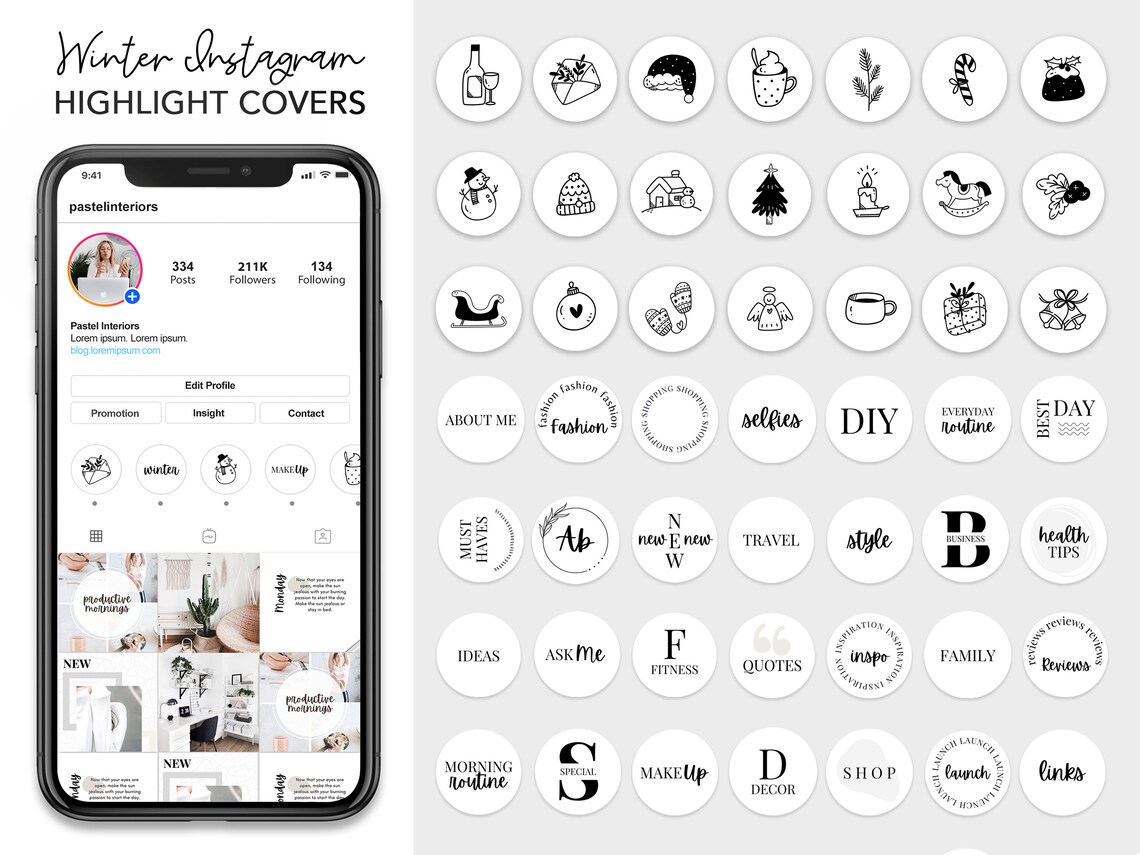 Winter Instagram Highlight Covers, Winter Highlight Icons, Text ...