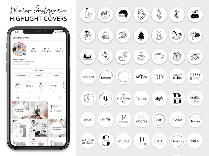Winter Instagram Highlight Covers, Winter Highlight Icons, Text ...