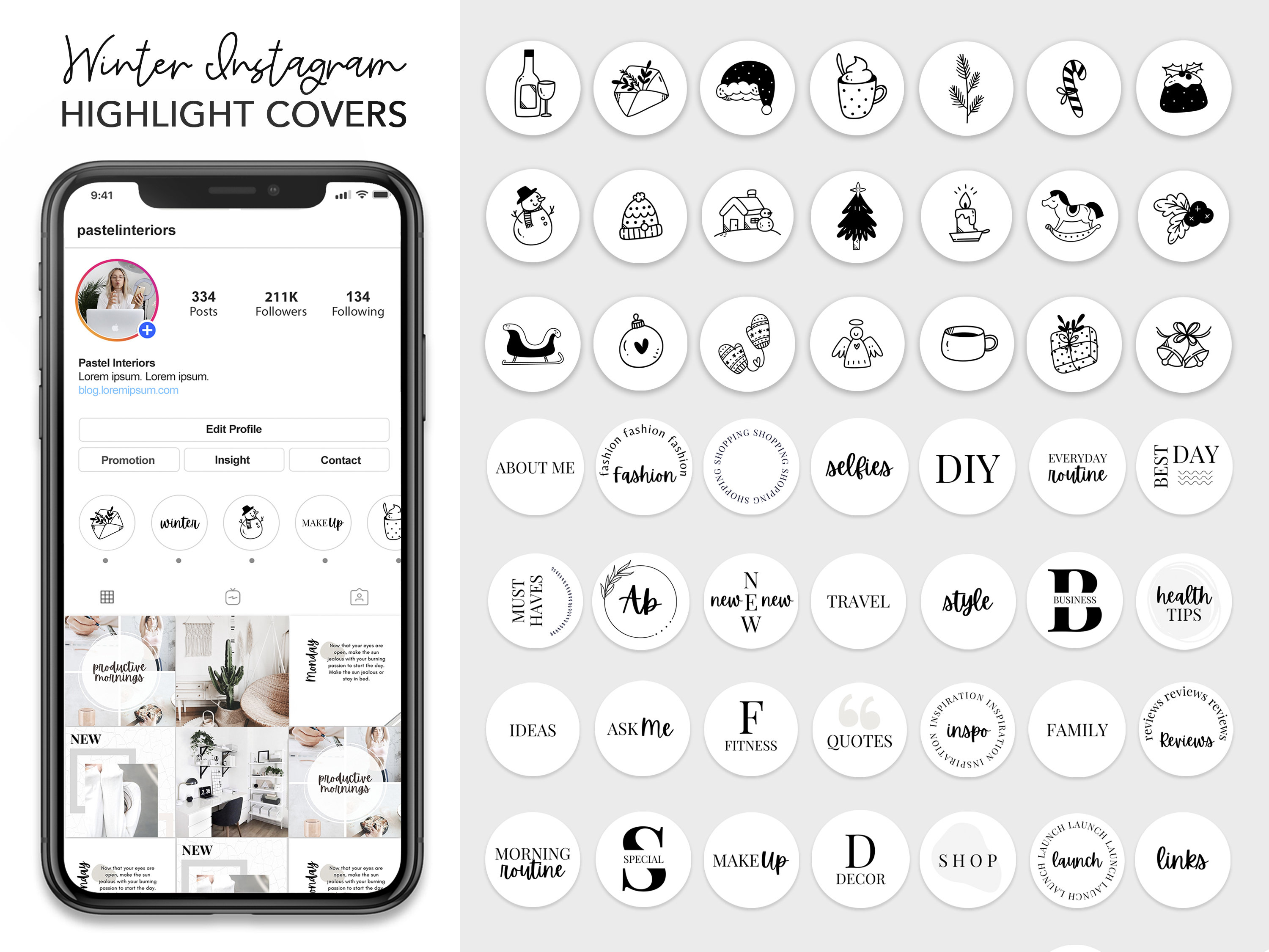 Winter Instagram Highlight Covers, Winter Highlight Icons, Text ...