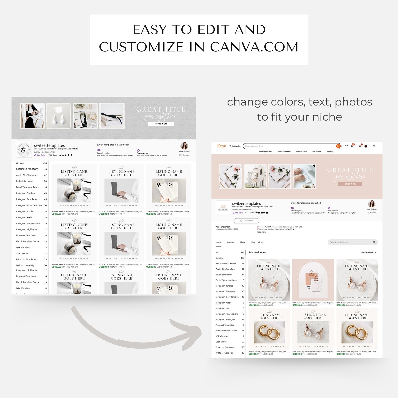 Etsy Shop Banner Kit Etsy Shop Templates Etsy Shop Branding Kit Etsy ...