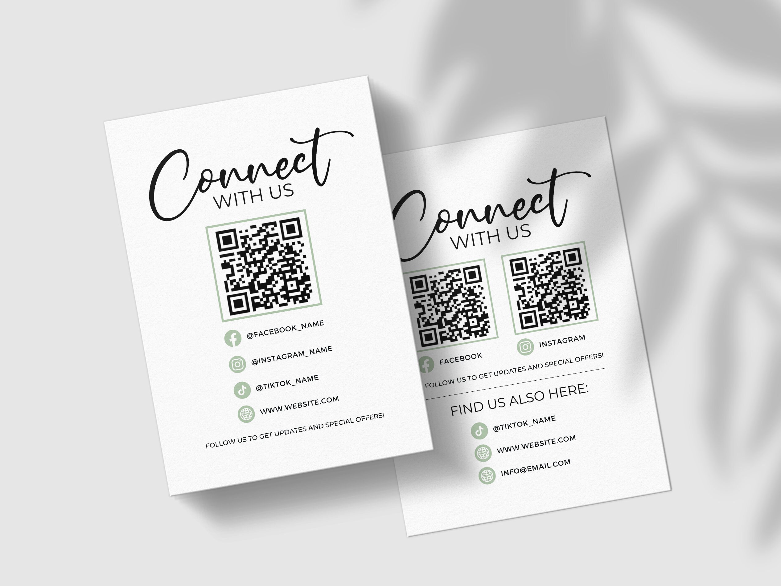 Multi QR Code Business Social Media Sign Printable Social - Etsy